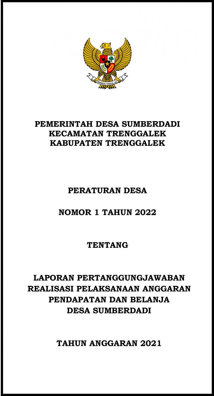 Peraturan Desa Sumberdadi Nomor 1 Tahun 2022 Tentang LPJ Realisasi ...